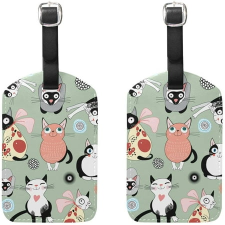 Funny Cat Luggage Tags PU Leather Bag Suitcase Tags Baggage Labels 2PCS | Walmart Canada