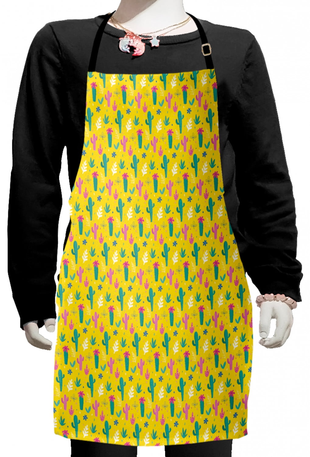 Cactus Kids Apron, Desert Themed Plantation with Palm Leaves and Jungle ...