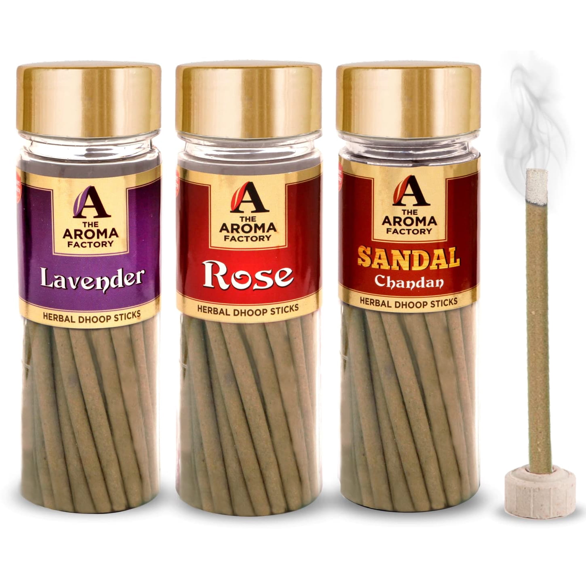 The Aroma Factory Combo Of Lavender  Rose  Chandan Dhoop Batti Sticks With Dhoop Stand Holder In Box Long Lasting Fragrance For Home Meditation 