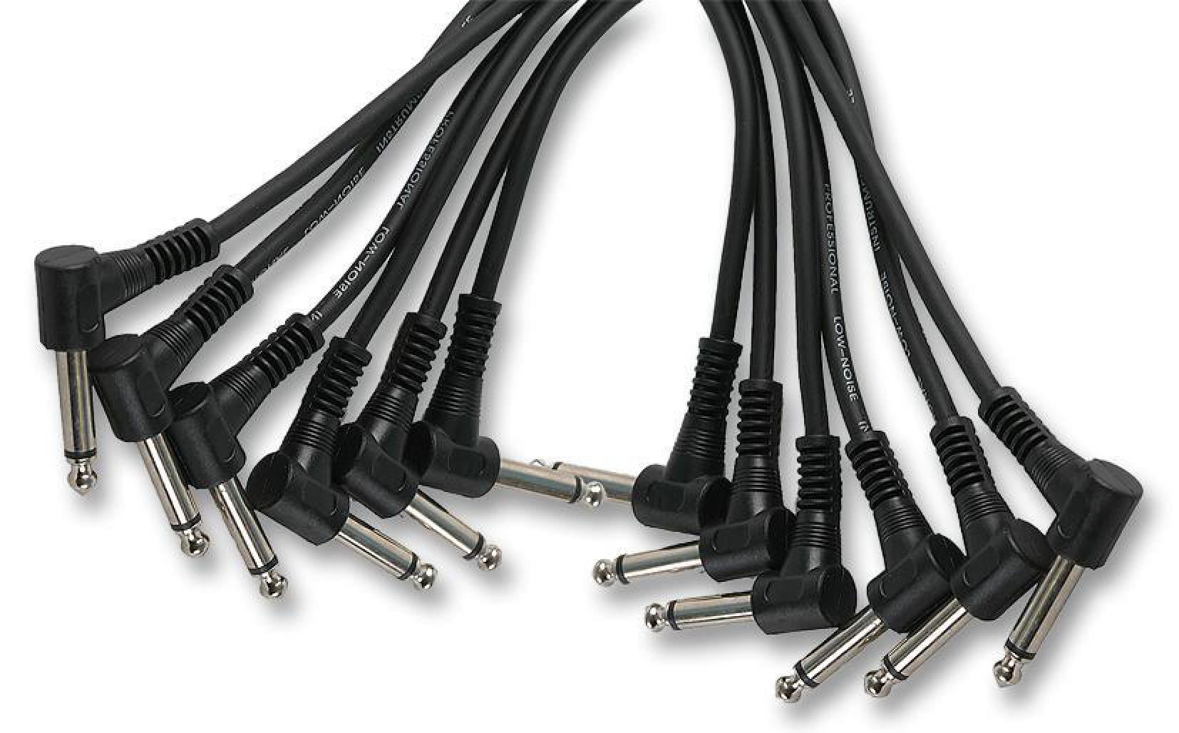 CHORD Twin 6.35mm (1/4") Mono Jack Plugs to Right Angled Plug Leads, 1m ...