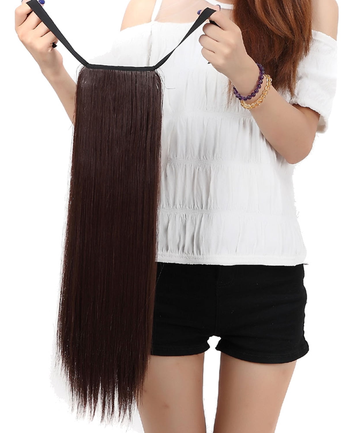 SAYFUT 18" 22" Straight/Curly Binding Tie up Ponytail Wrap Around ...