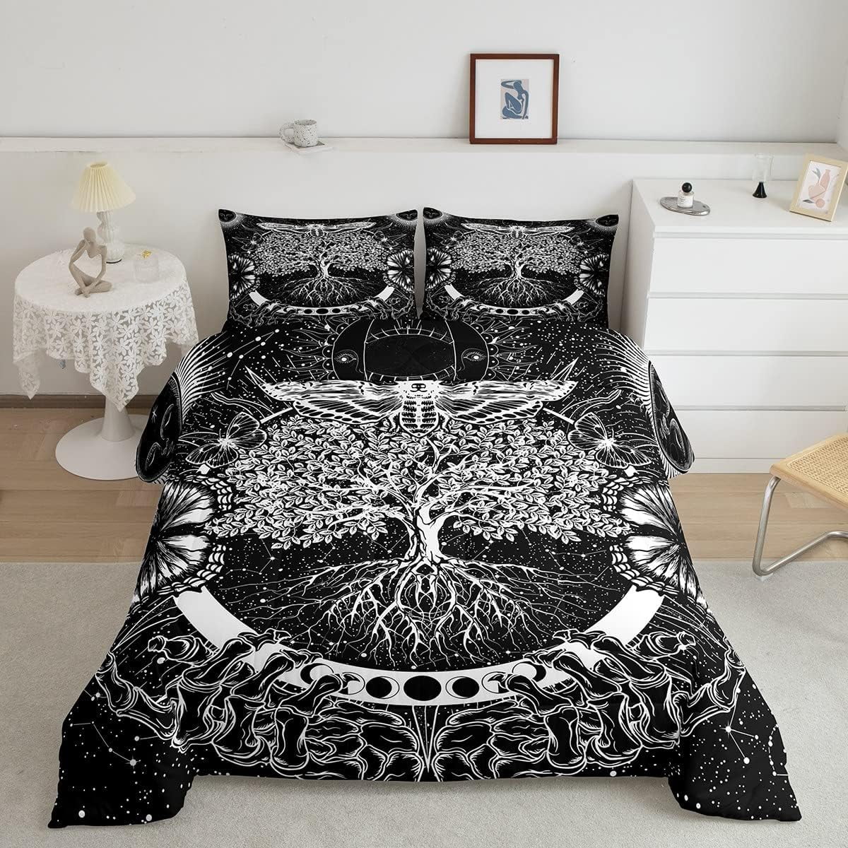 YST Death Moth Bedding Sets Full Bohemian Comforter Set 3 Piece Tree of ...