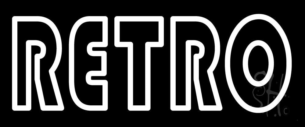 White Double Stroke Retro LED Neon Sign 10 x 24 - inches, Black Square ...