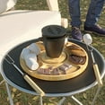 Cast Iron Mini Hibachi Set with Bamboo Tray & 2 Marshmallow Sticks ...
