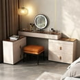 Lartis Makeup Vanity with Stool, Very Easy to Assemble,Retractable TV ...