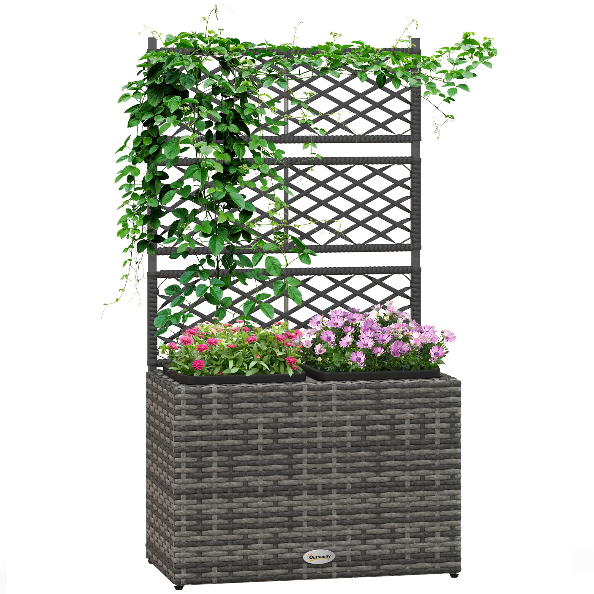 Click here for Outsunny Raised Garden Box With Trellis Mixed Grey... prices