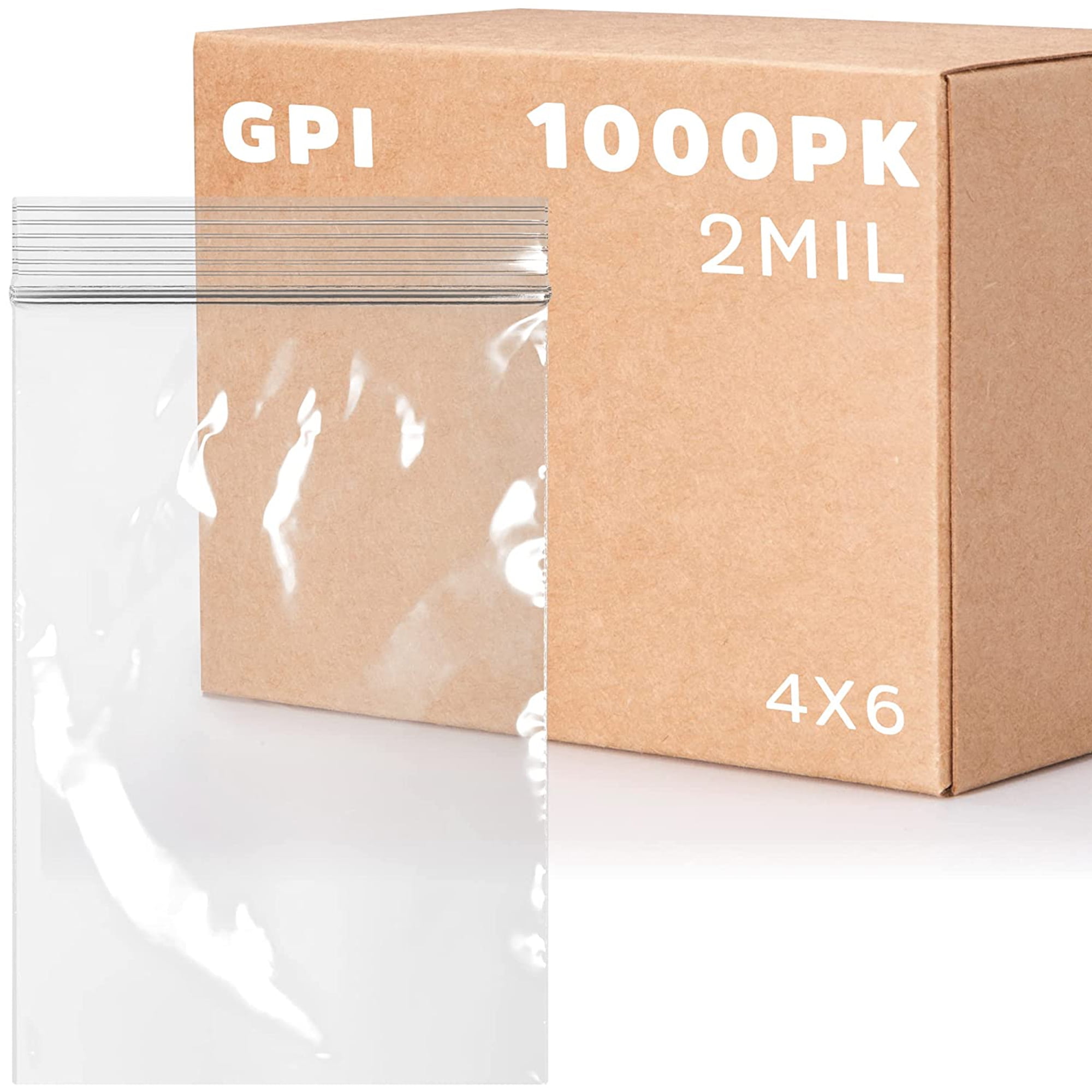 GPI 4” x 6” Reclosable Ziplock Bag 2 Mil Clear Zipper Bags, 1000-Pack ...