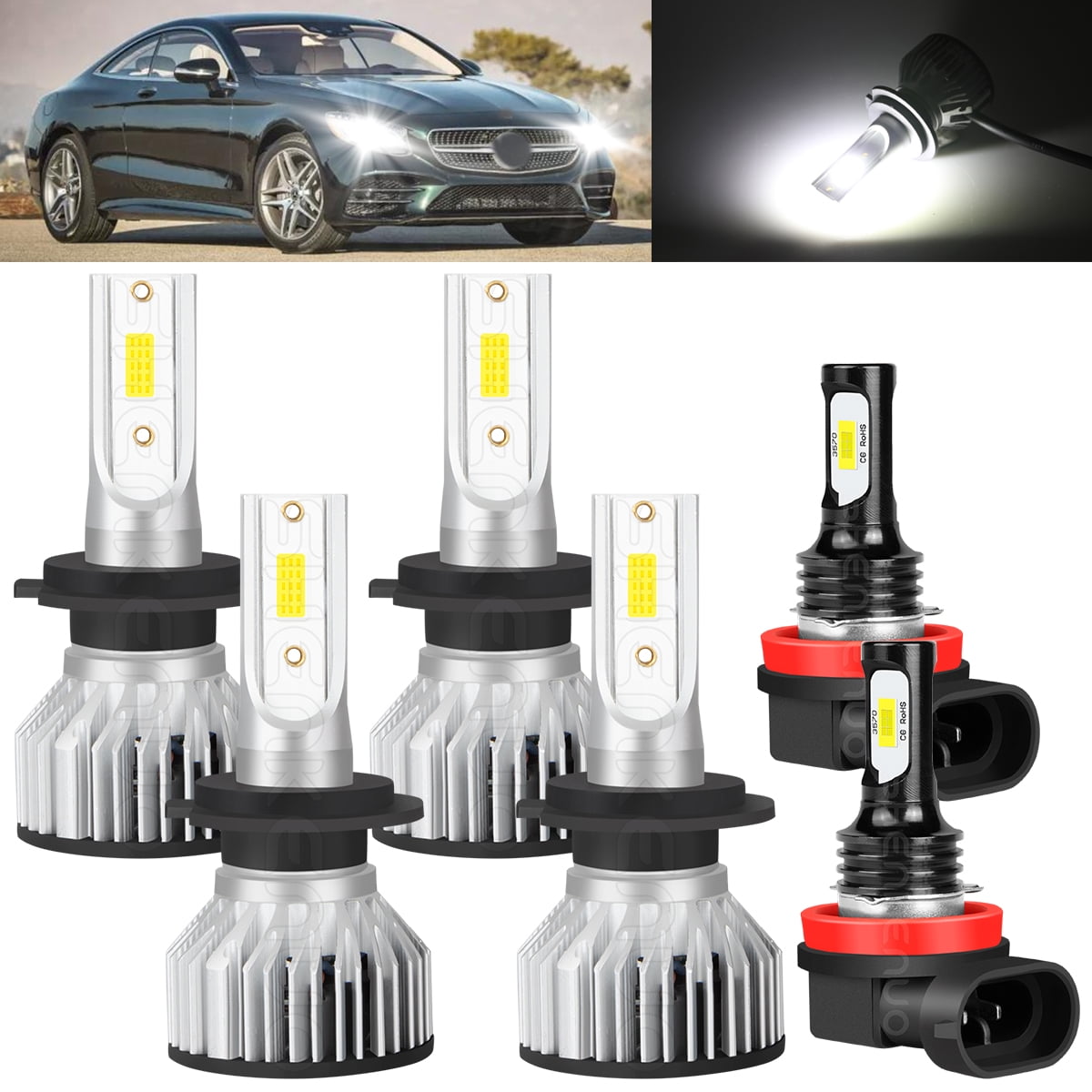For Mercedes Benz C300 350 2008 2009 2010 Combo LED Headlight + Fog ...
