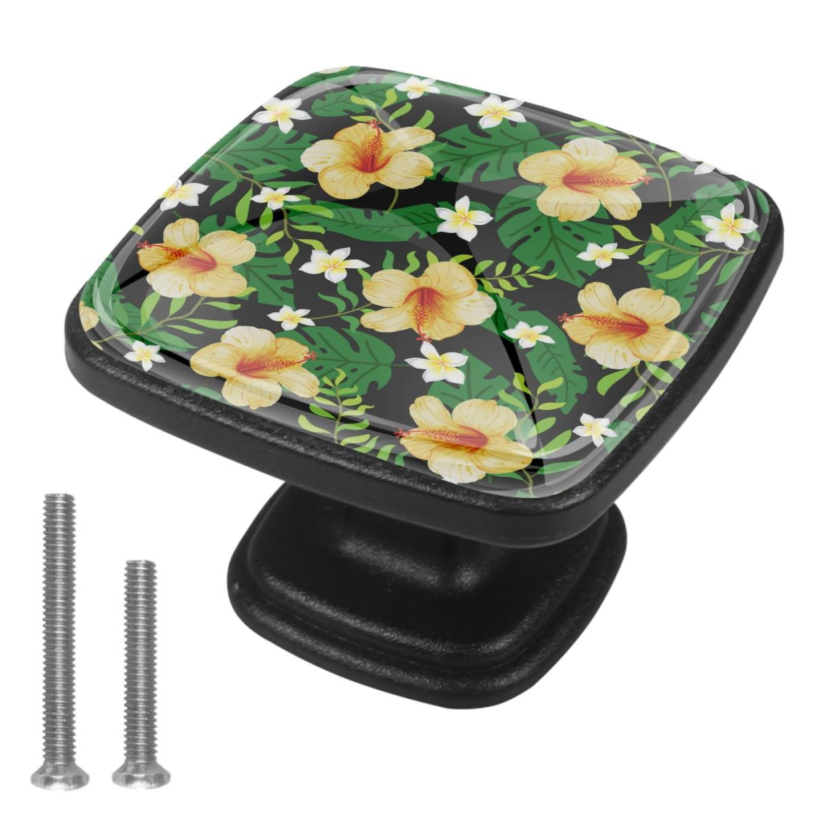 4 Pcs Cabinet Handle Drawer Pulls Tropical Plants Knobs with Screws ...