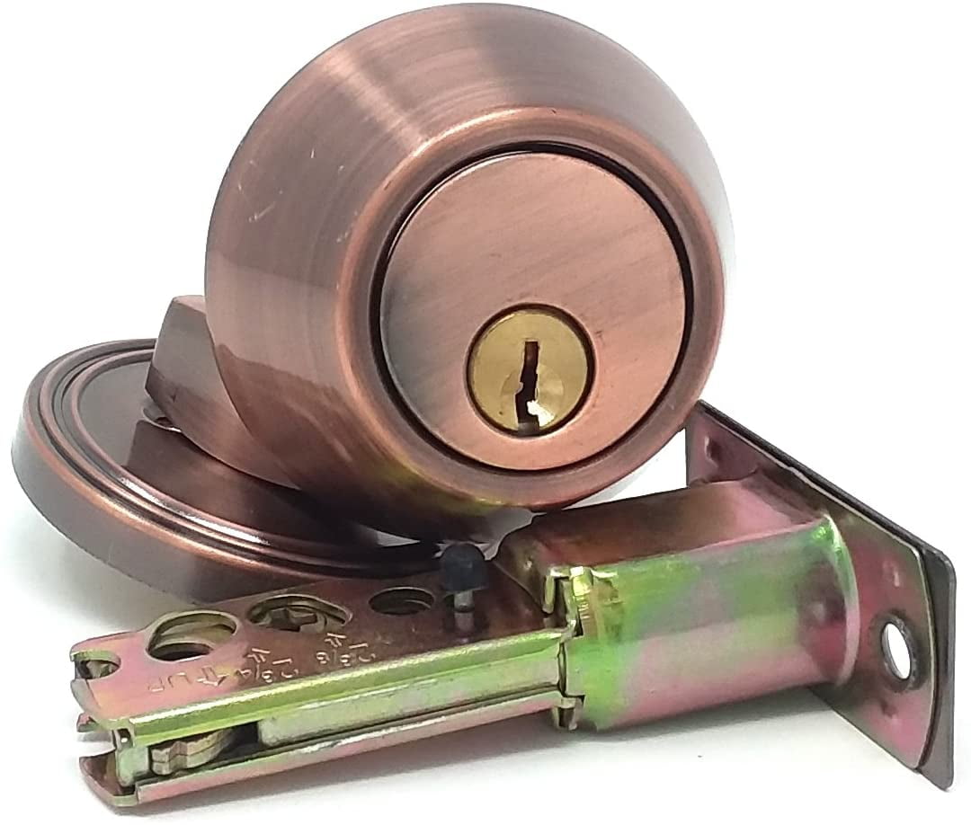 EASY TO INSTALL Single Cylinder Solid Brass Keyed Deadbolt Lock For 2-3 ...