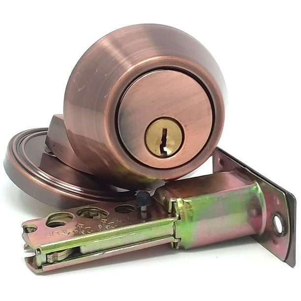 EASY TO INSTALL Single Cylinder Solid Brass Keyed Deadbolt Lock For 2-3 ...