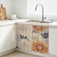 Burnt Orange Grey Small Cabinet Curtains 10.8"W x 13.4"L, Spring Floral ...