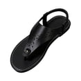 Women's Laser-Cut T-Strap Flat Sandals Casual Leather-Style Thong ...
