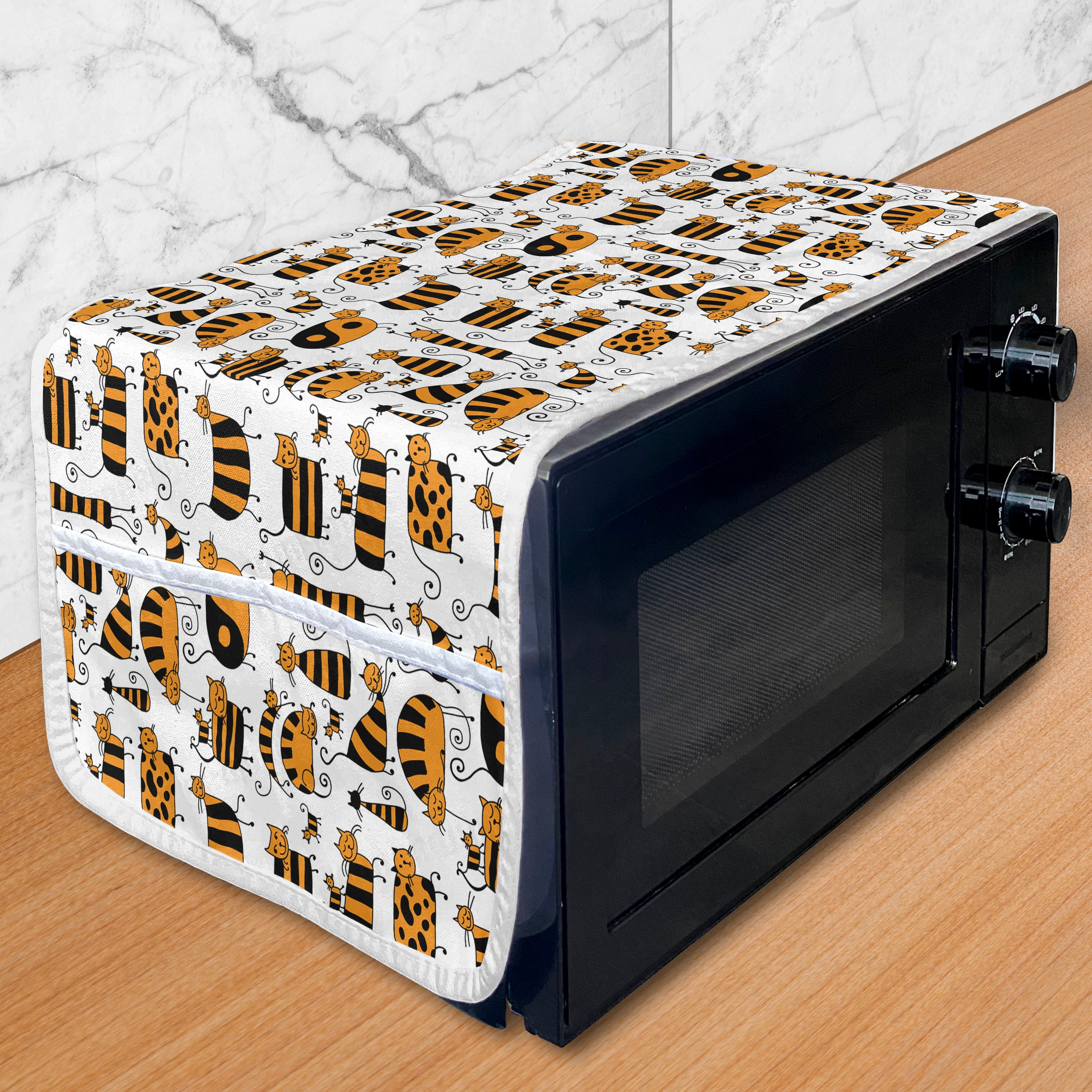 Kitten Microwave Oven Cover, Repetitive Striped Cats Family Cartoon on ...