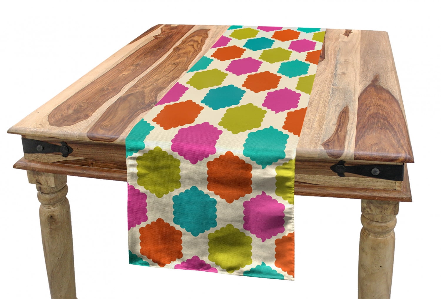 Colorful Table Runner, Geometric Arrangement with Oval Honeycomb ...