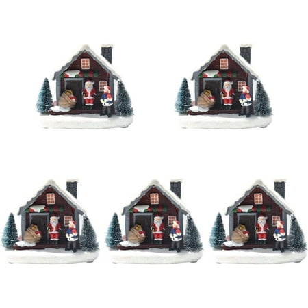 5 Pack Christmas Lighted Houses Christmas lit Building Christmas Light ...