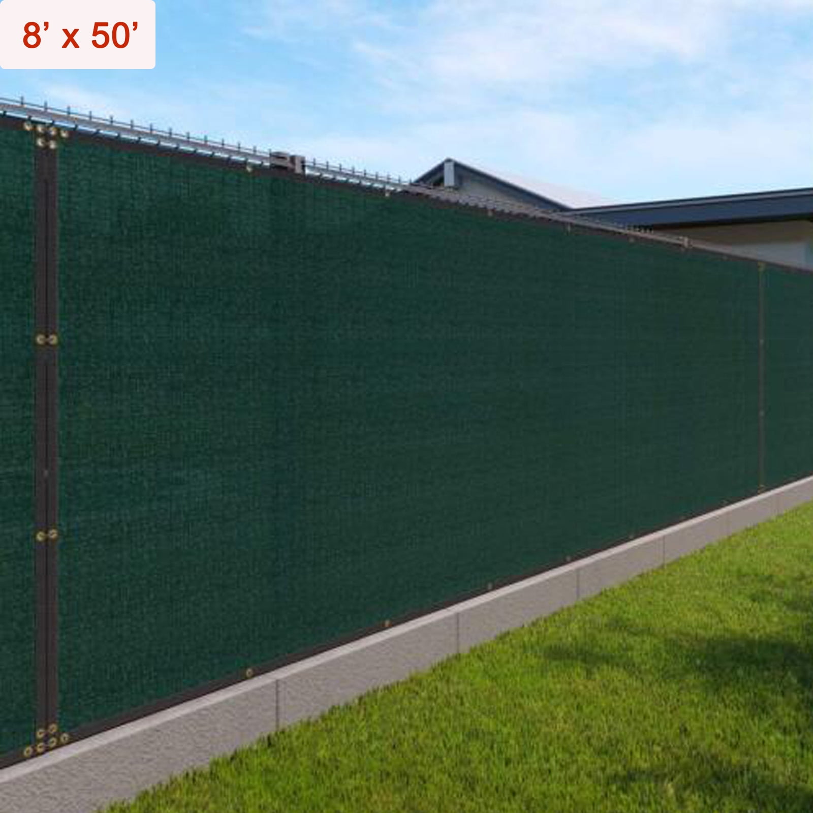 TKOOFN 8' x 50' Outdoor Privacy Fence Screen Mesh Cover for Backyard ...