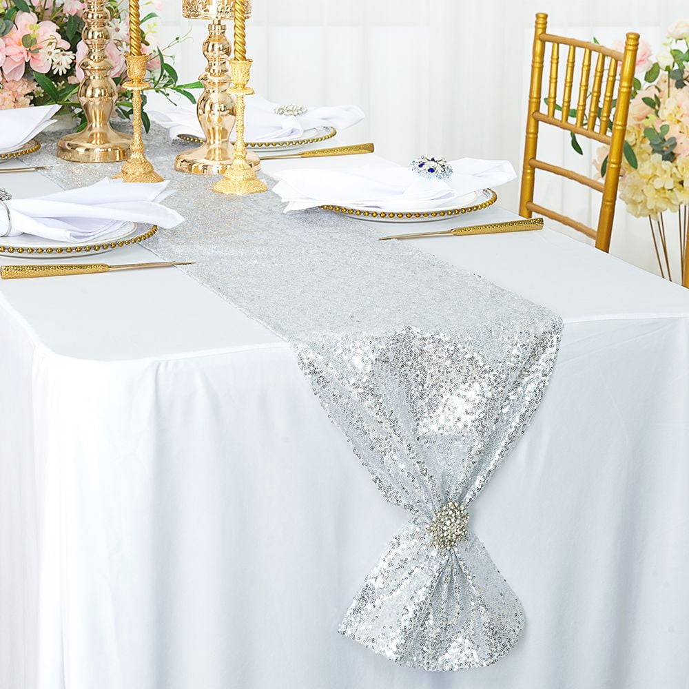 Wedding Linens Inc. 12"x108" Sequin Taffeta Table Runner for Wedding ...