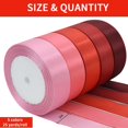 1 Inch x 125 Yards 5 Colors Satin Ribbon Rolls, Mixed Red Color Set ...