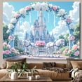 Blue Castle Backdrop White Pink Floral Arch Wedding Background White ...