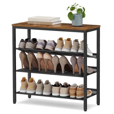 Furinno 5-Tier Turn-N-Tube Wide Shoe Rack, Wood, Brown and Black ...