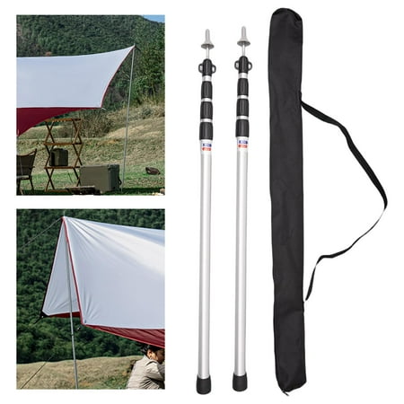 Adjustable Tarp Poles Set of 2 Telescoping Aluminum Rods Sun Shade ...