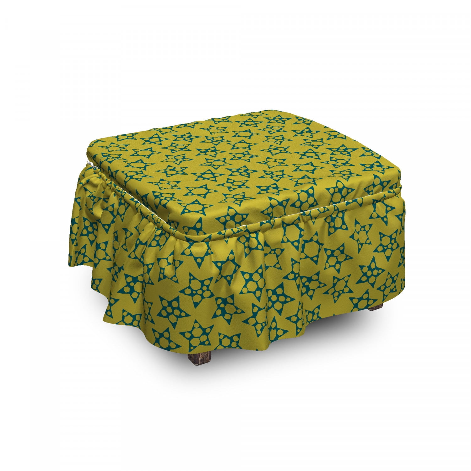 Abstract Ottoman Cover, Comic Stars with Holes, 2 Piece Slipcover Set ...