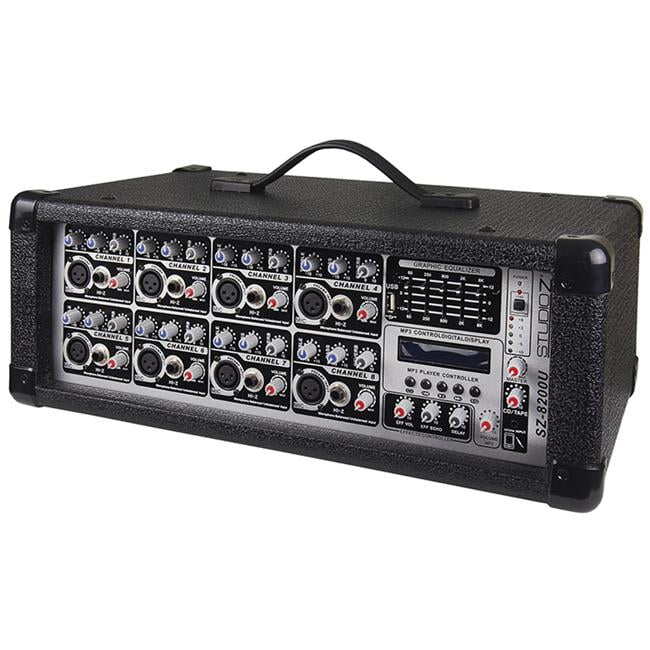 Studio-Z 8 Ch 800W Powered Mixer MP3 USB - Walmart.com - Walmart.com
