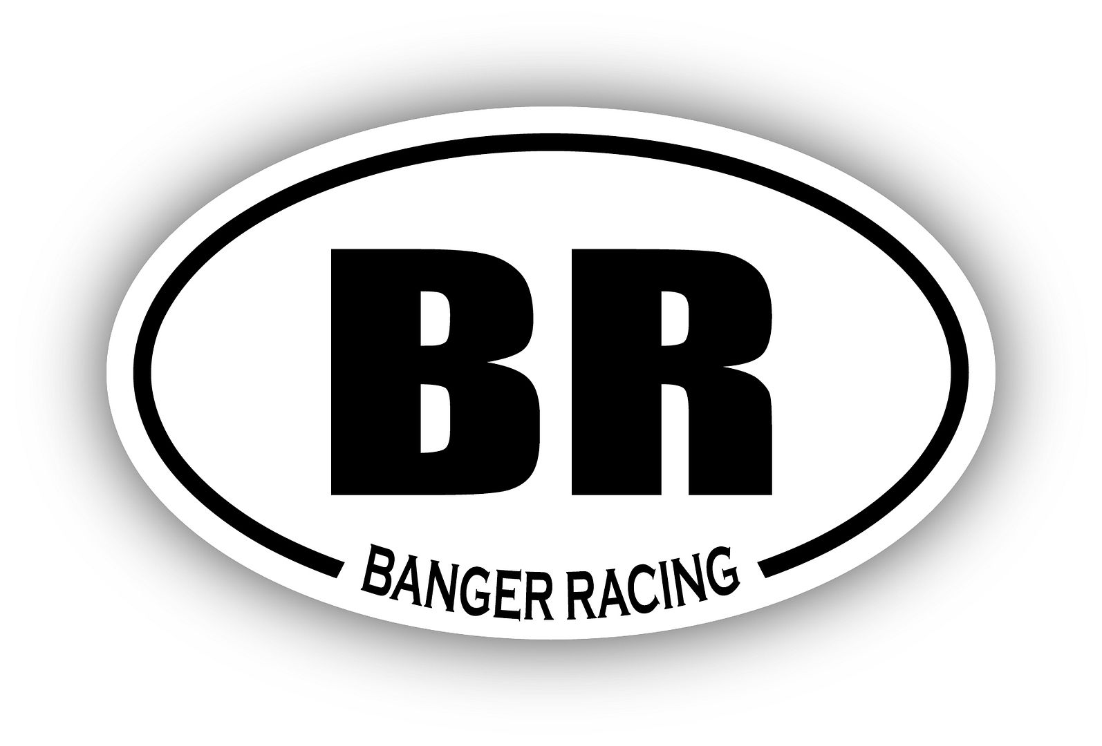 Banger Racing BR Oval Bumper Sticker 3M Vinyl Decal 3 in x 5 in ...