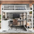 HMYG Metal Loft Bed with Wardrobe and L-shaped Desk,Queen Size Loft Bed ...