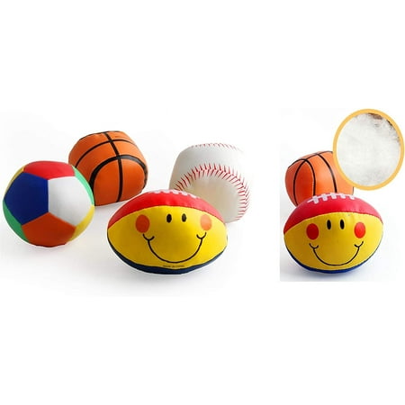 4 Kids Soft Ball Sports Soccer Basketball Rugby and Baseball Cotton ...