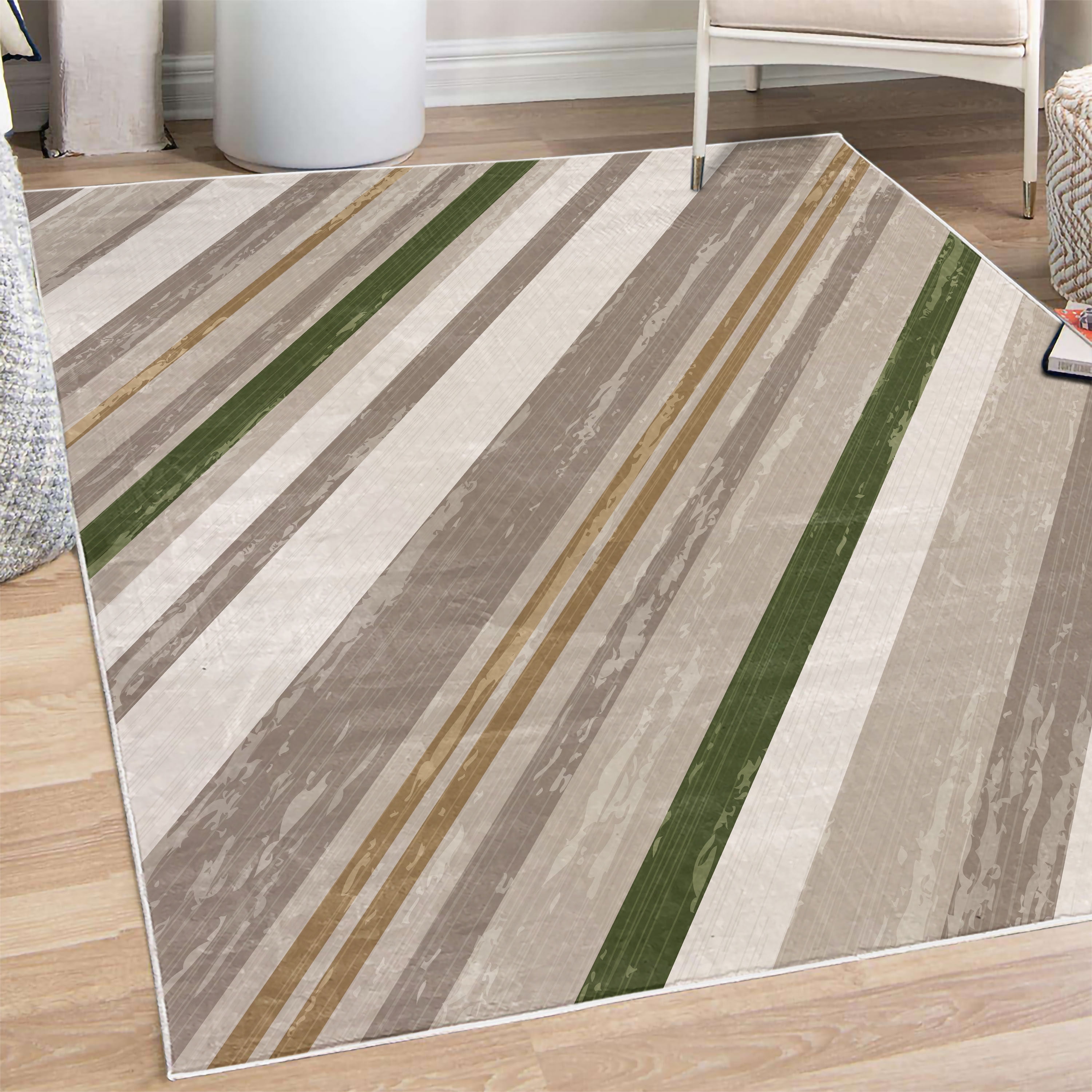 Vintage Decorative Rug, Diagonal Stripes on Old Aged Design Grungy ...
