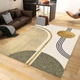 Bohemian Golden Lines Area Rug, Abstract Retro Medieval Stripes Rugs ...