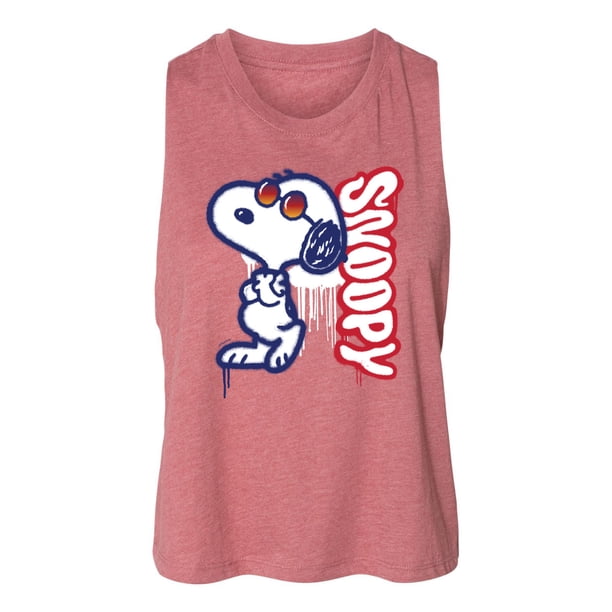 Peanuts - Graffiti Snoopy - Juniors Cropped Racerback Tank Top ...