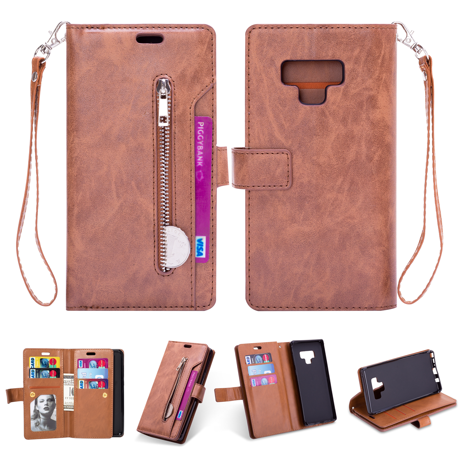 Galaxy Note 9 Zipper Wallet Case, Allytech [Magnetic Closure] Multi ...