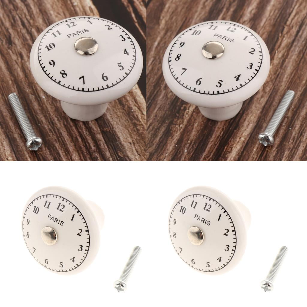Ornate White and Black Numbers Ceramic Knobs For Cabinets & Cupboards ...