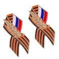 2 Piece Vintage Brooch Unique Charm Ribbon Ear of Wheat Russian Flag ...