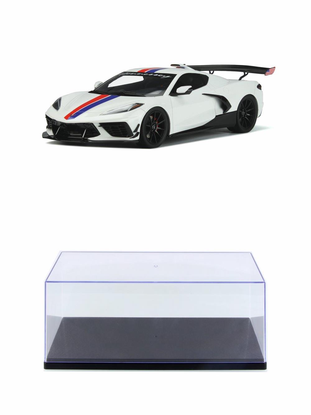 Diecast Car w/Display Case - 2021 Chevy Corvette C8 "Hennessey", Artic ...