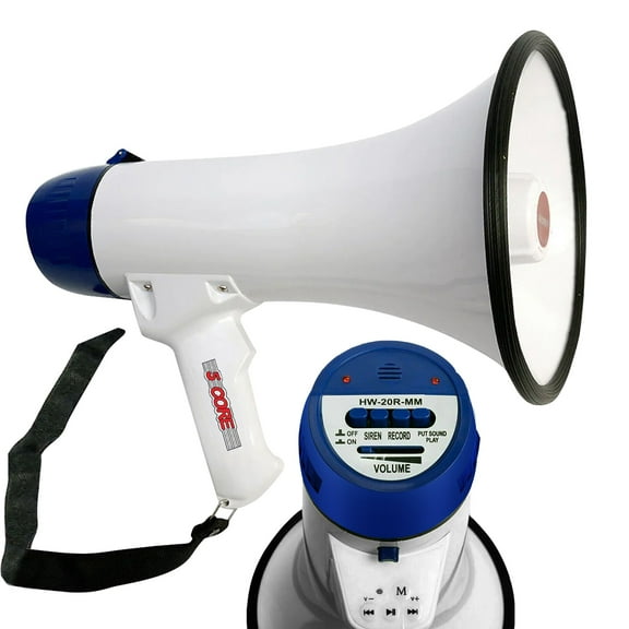 Champion Sport Megaphone- 12W- 800 Yard Range- White/Yellow - Walmart.com
