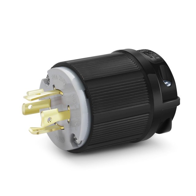 Male Plug End Grounded Plug Replacement, Twist-Lock 20A Amps 250V Volts ...