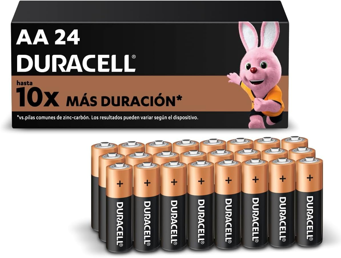 Pilas AA alcalinas Duracell de Larga duración 1.5V Paquete con 24 Pilas ...