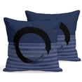 Black Circle Pillow Covers Set of 2, Japanese Style Circle Blue Strips ...