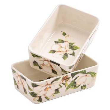Bico Magnolia Floral Stoneware Baking Dish, Lasagna Pan, Large ...