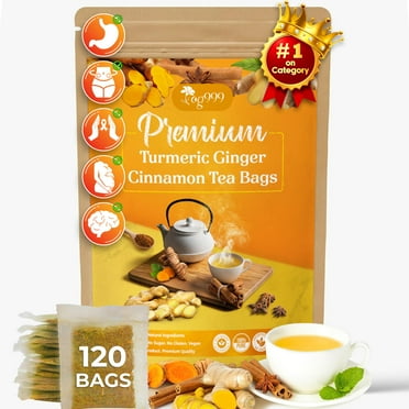 120 Bags Premium Turmeric Ginger Cinnamon Tea,Tea Bags and Premium ...