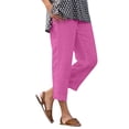 Women's Wide Leg Pants Cotton And Linen Elastic Waist Solid Color ...