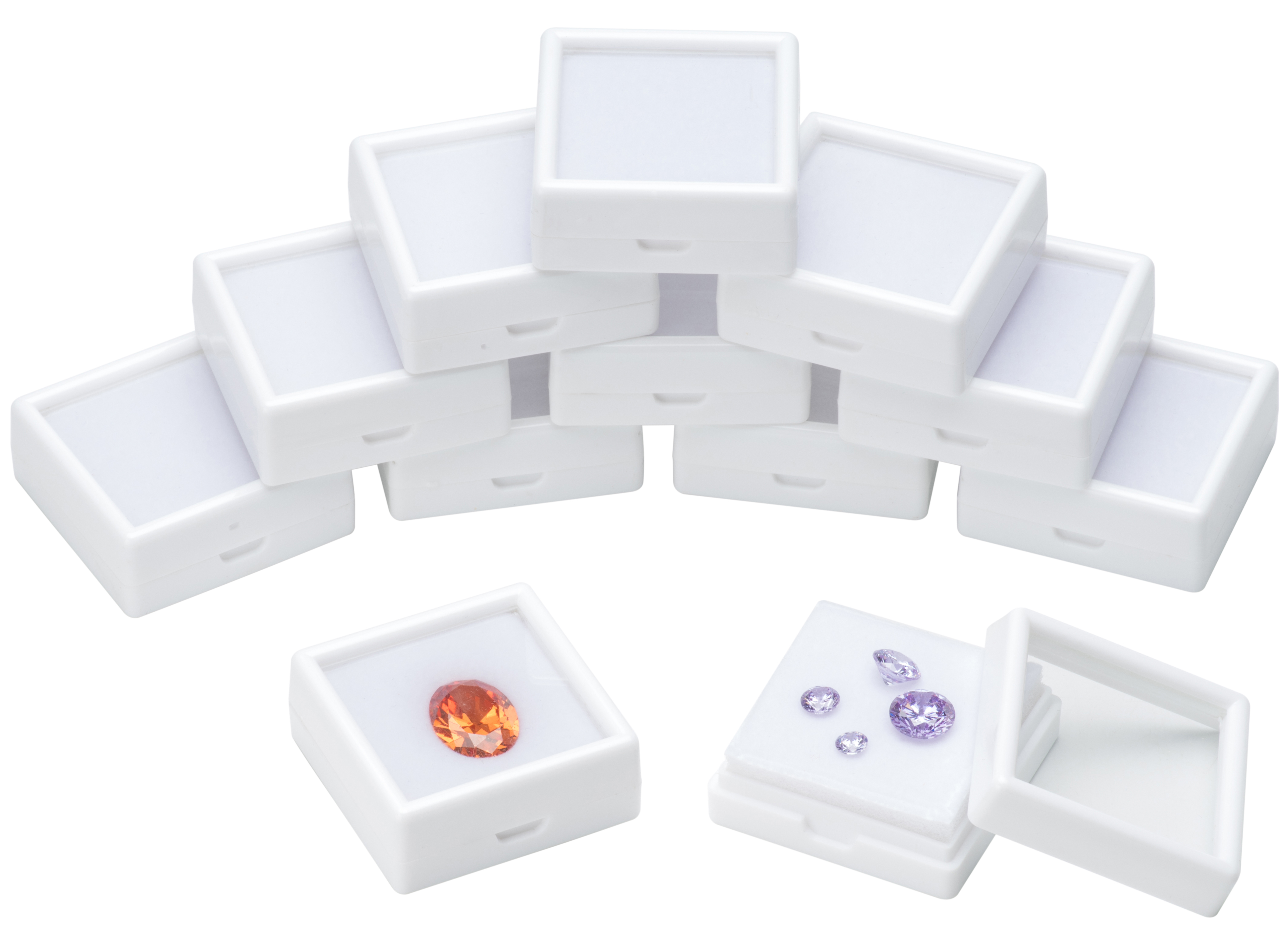 12 Pack Gemstone Display Box Jewelry Container with Clear Top Lid ...