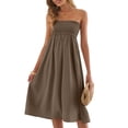 Summer Dresses for Women 2026 Linen Strapless Smocked Tube Top Dress ...