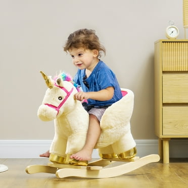Qaba Kids Ride-On Rocking Horse, Koala-shaped Rocker with Realistic ...