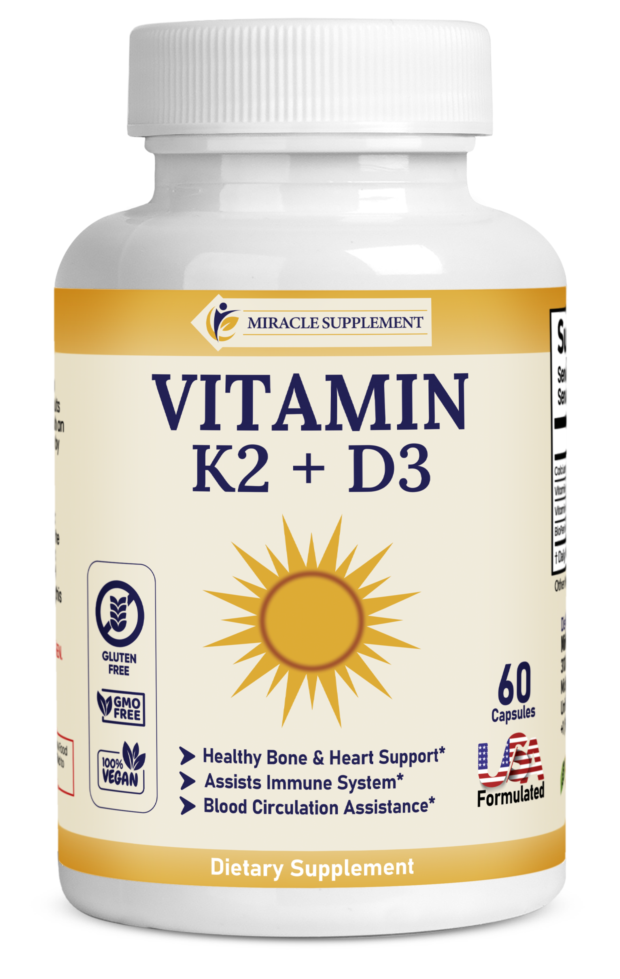 Premium Vitamin K2 mk 7 D3 Supplement With Bioperine And Calcium
