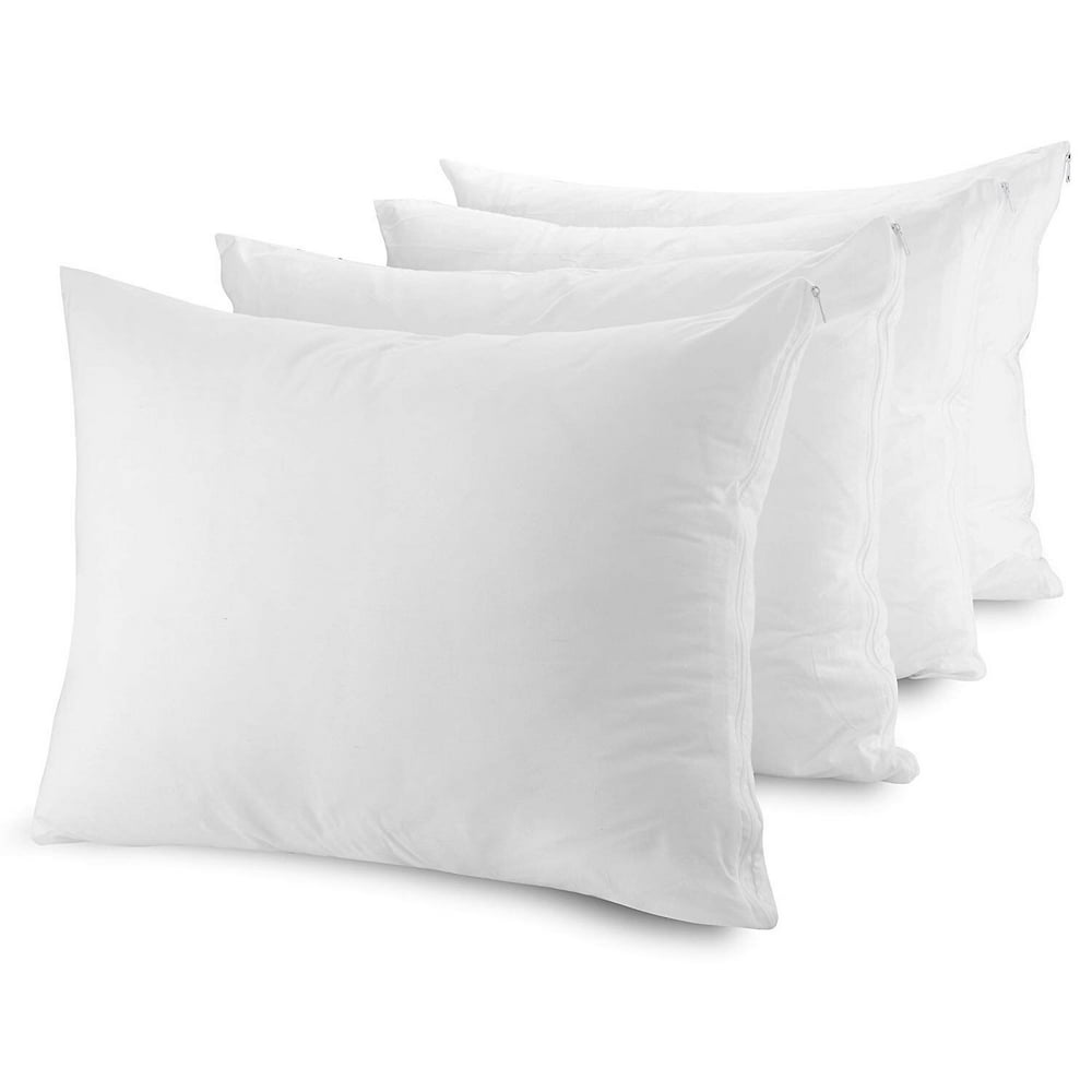 Mastertex Zippered Poly Cotton Pillow Protectors Set Of 4 White
